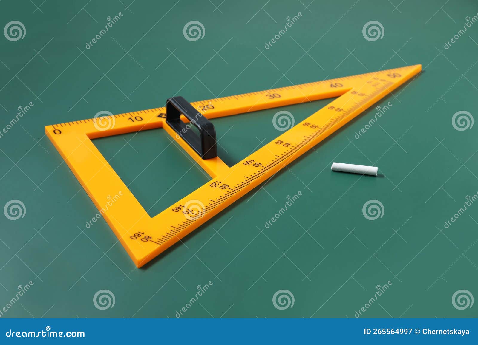 Yellow Triangle and Chalk on Green Chalkboard Stock Image - Image of ...