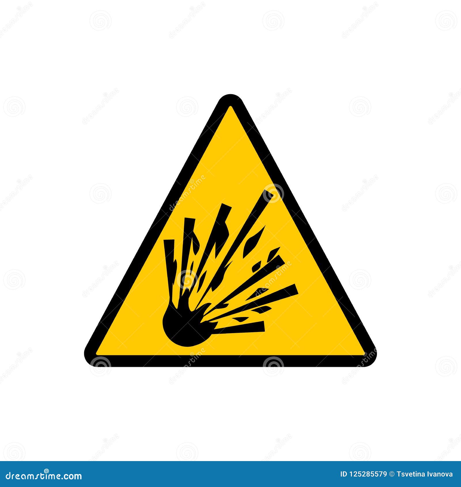 Yellow Triangle Explosive Sign. Warning Hazard Explosive Vector Sign ...