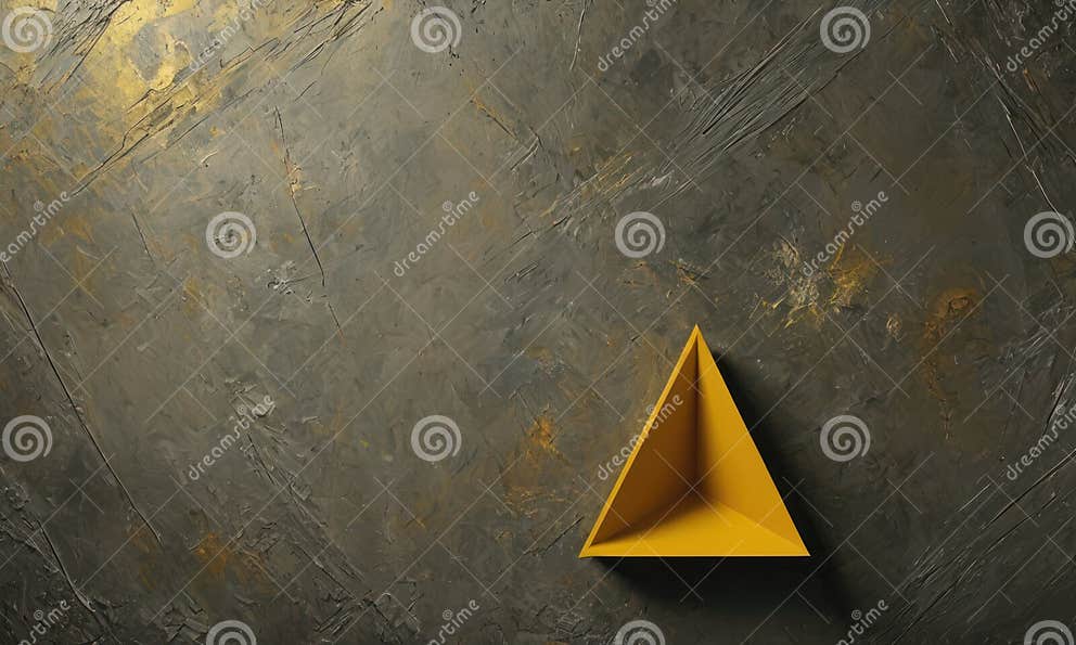 A Yellow Triangle is on a Grey Surface. Stock Illustration ...