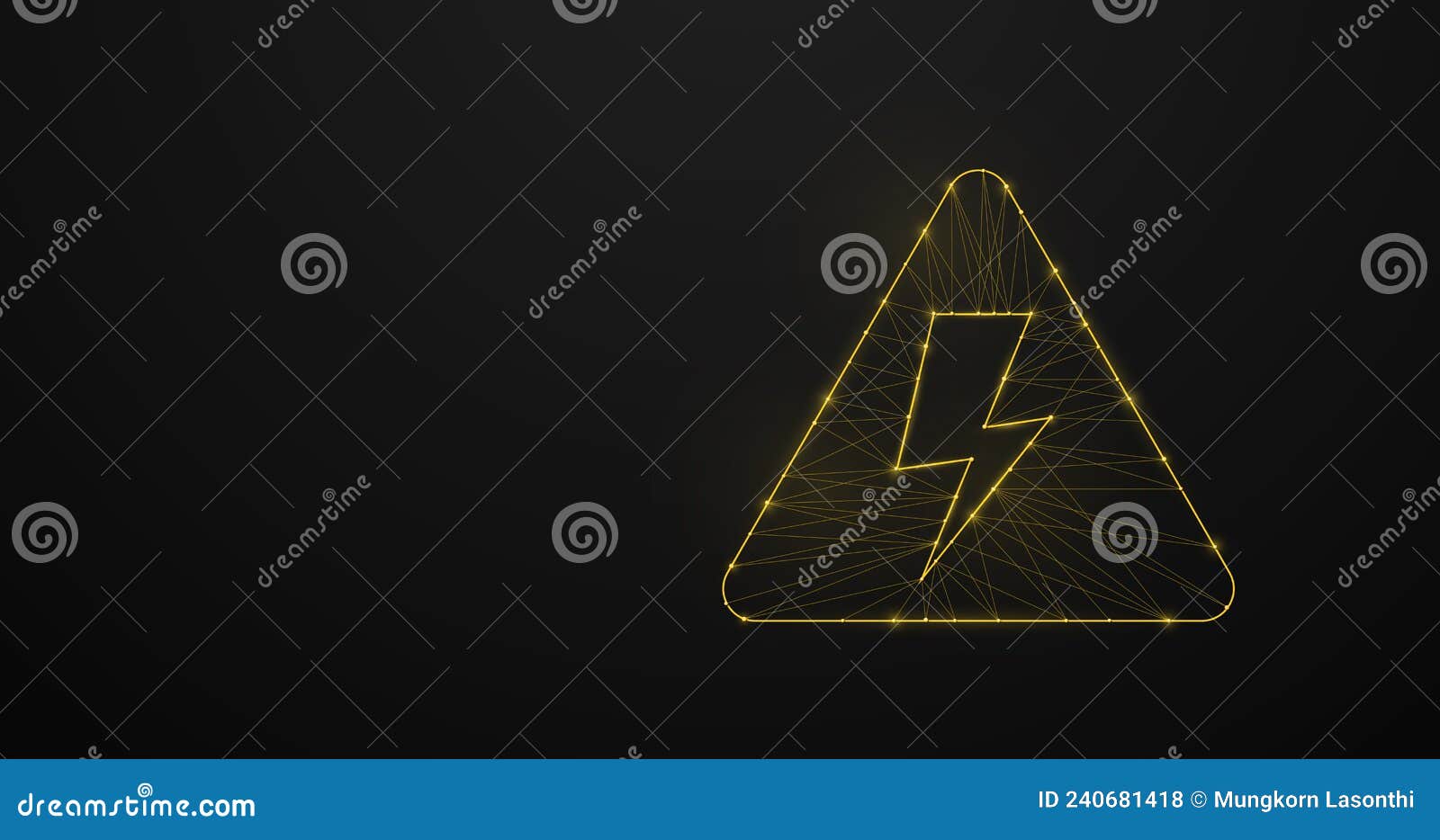 Yellow Triangle High Voltage Sign. Wireframe Line, and Triangle Design ...