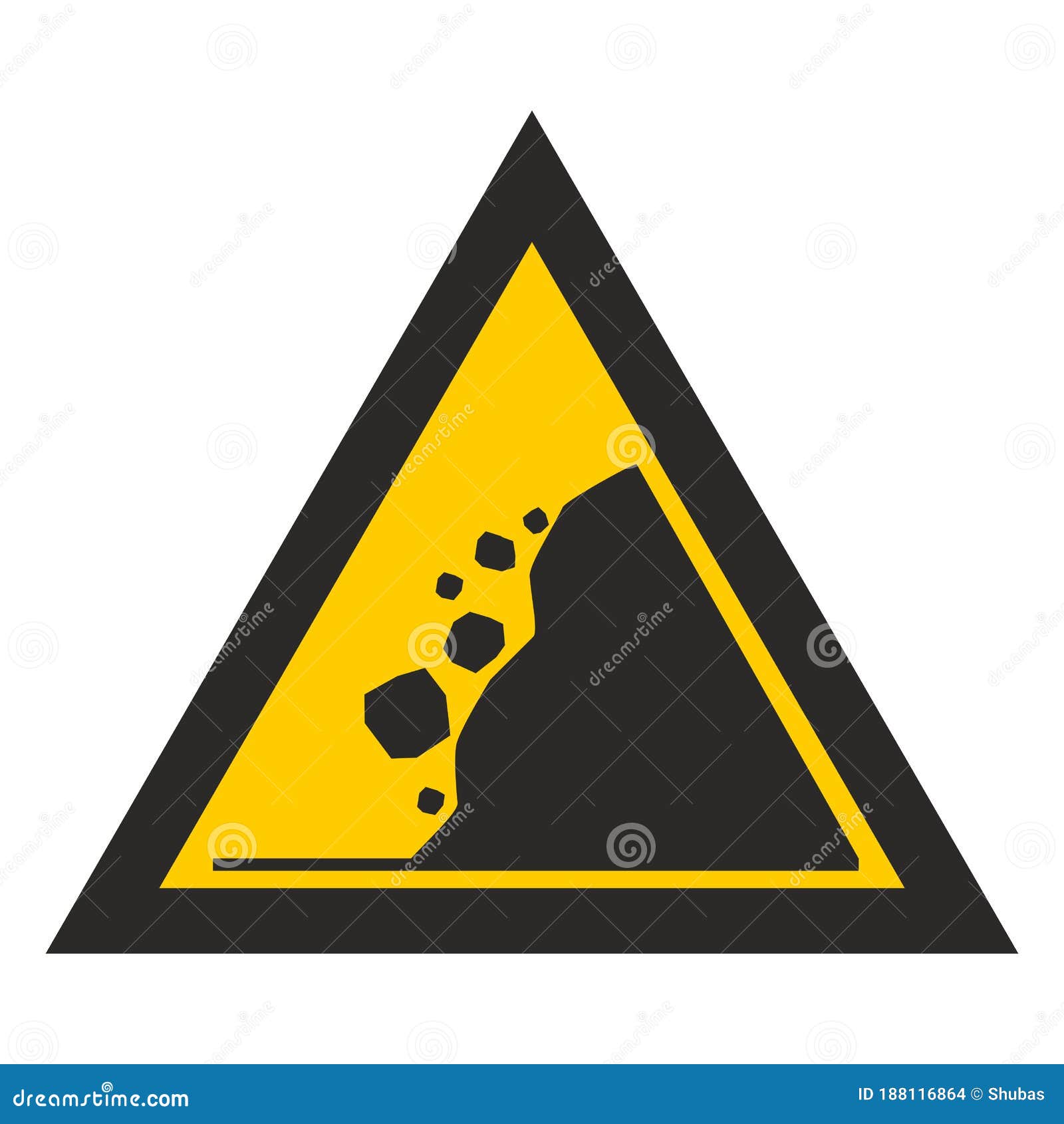 Attention Rockfall Or Stone Falling Caution Sign Warning Icon Vector ...