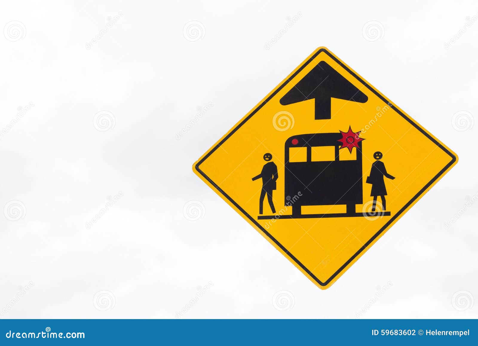 Yellow Triangle School Bus Warning Stop Sign. Stock Photo ...