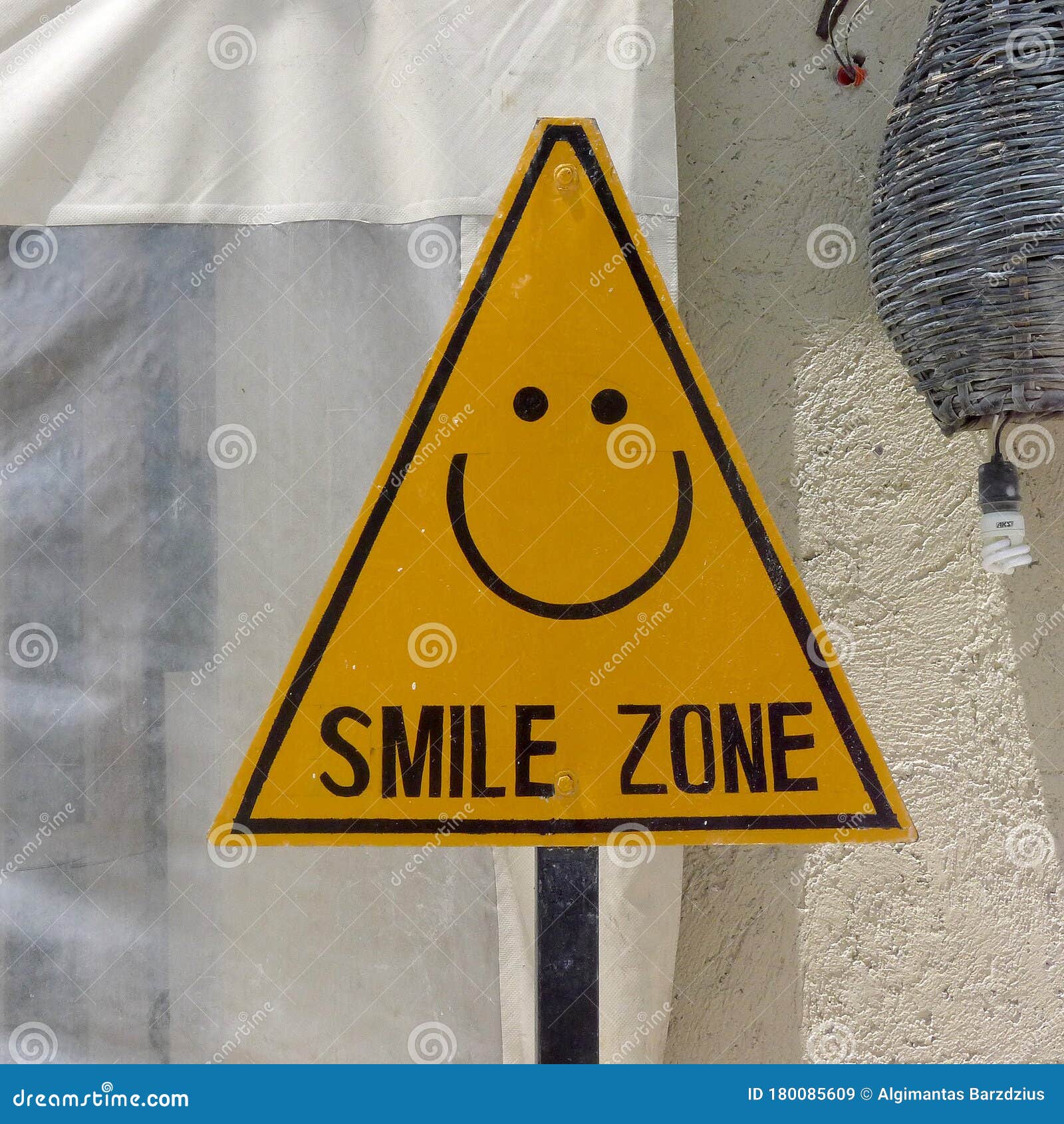 Yellow Triangle Sign, Smile Zone Stock Image - Image of exclaim ...