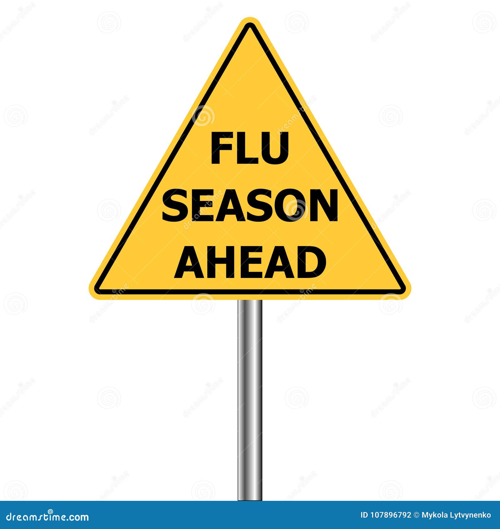 Yellow Triangle Warning Sign, Caution - Flu Shots Ahead, Vector Flu ...
