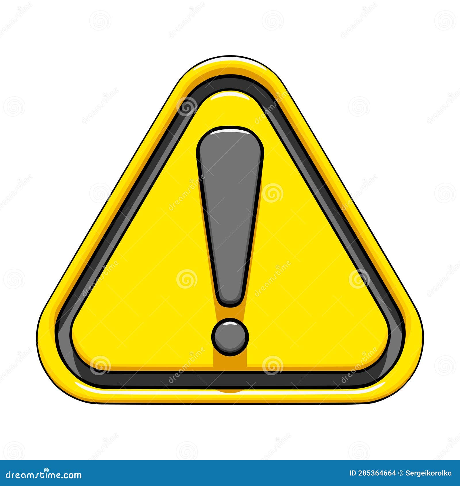 Yellow Triangle Warning Sign with Exclamation Mark Inside, Front View ...