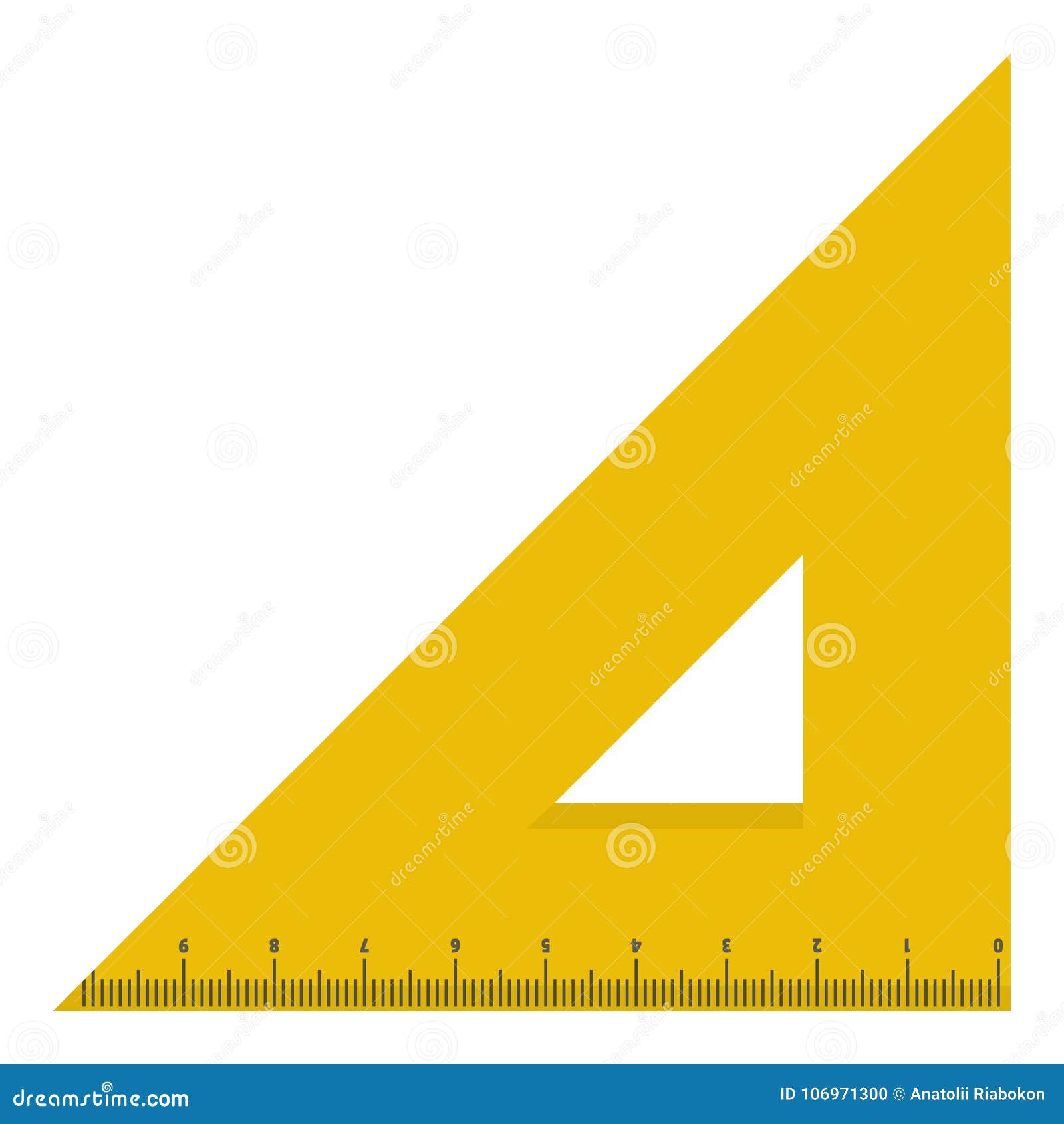 Yellow Triangular Ruler Icon, Flat Style. Stock Vector - Illustration ...