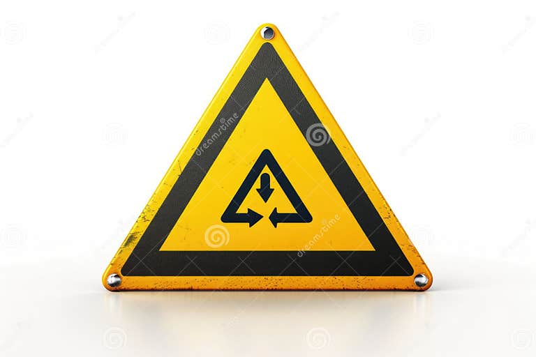 A Yellow Triangular Sign with a Black Triangle, Suitable for Various ...