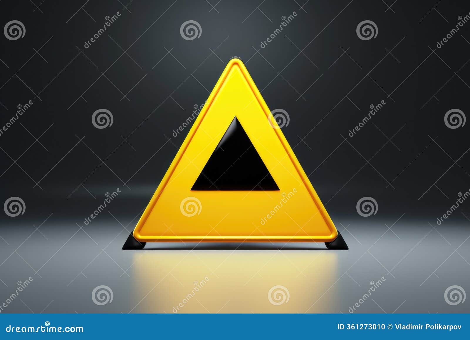 A Yellow Triangular Sign with a Black Triangle. Suitable for Warning or ...