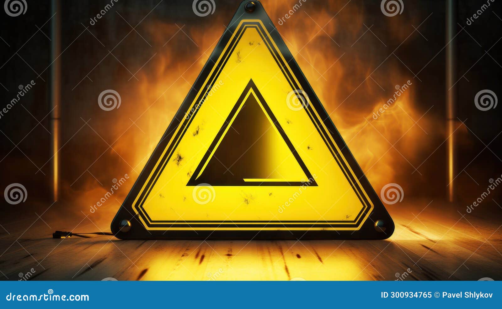 Yellow Triangular Sign. Grungy Style Danger Sign with Skull and Cross ...