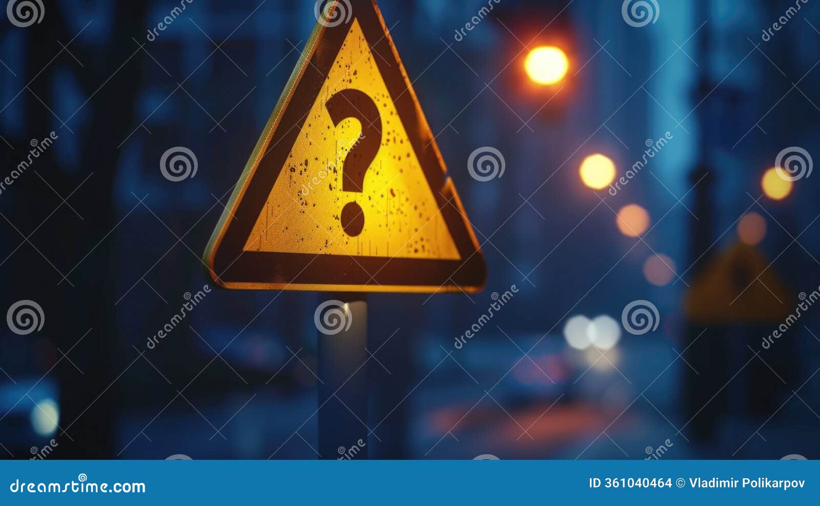 A Yellow Triangular Sign with a Question Mark Symbol Stock Photo ...