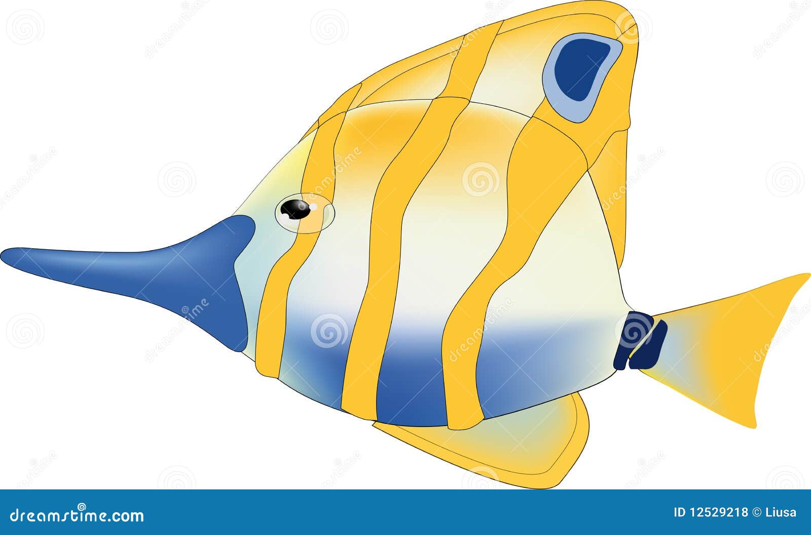 Yellow tropical small fish stock vector. Illustration of nature - 12529218