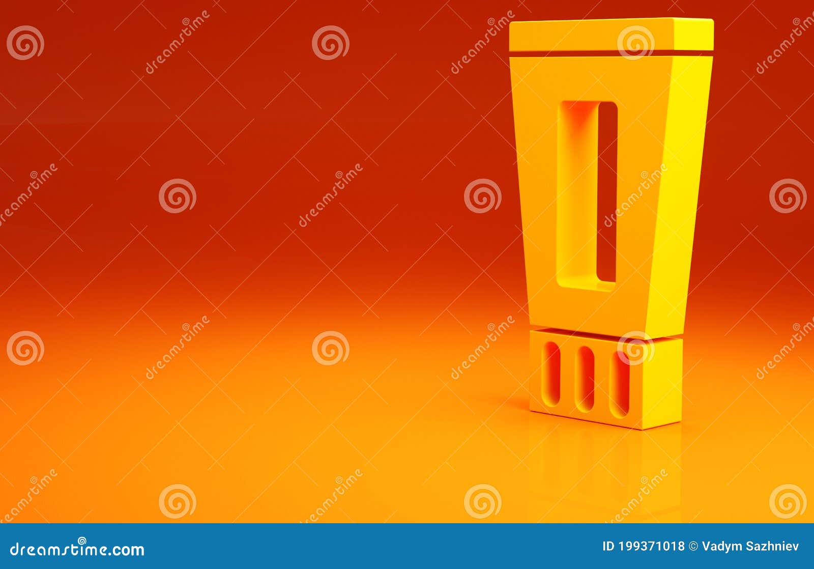 Yellow Tube of Toothpaste Icon Isolated on Orange Background ...