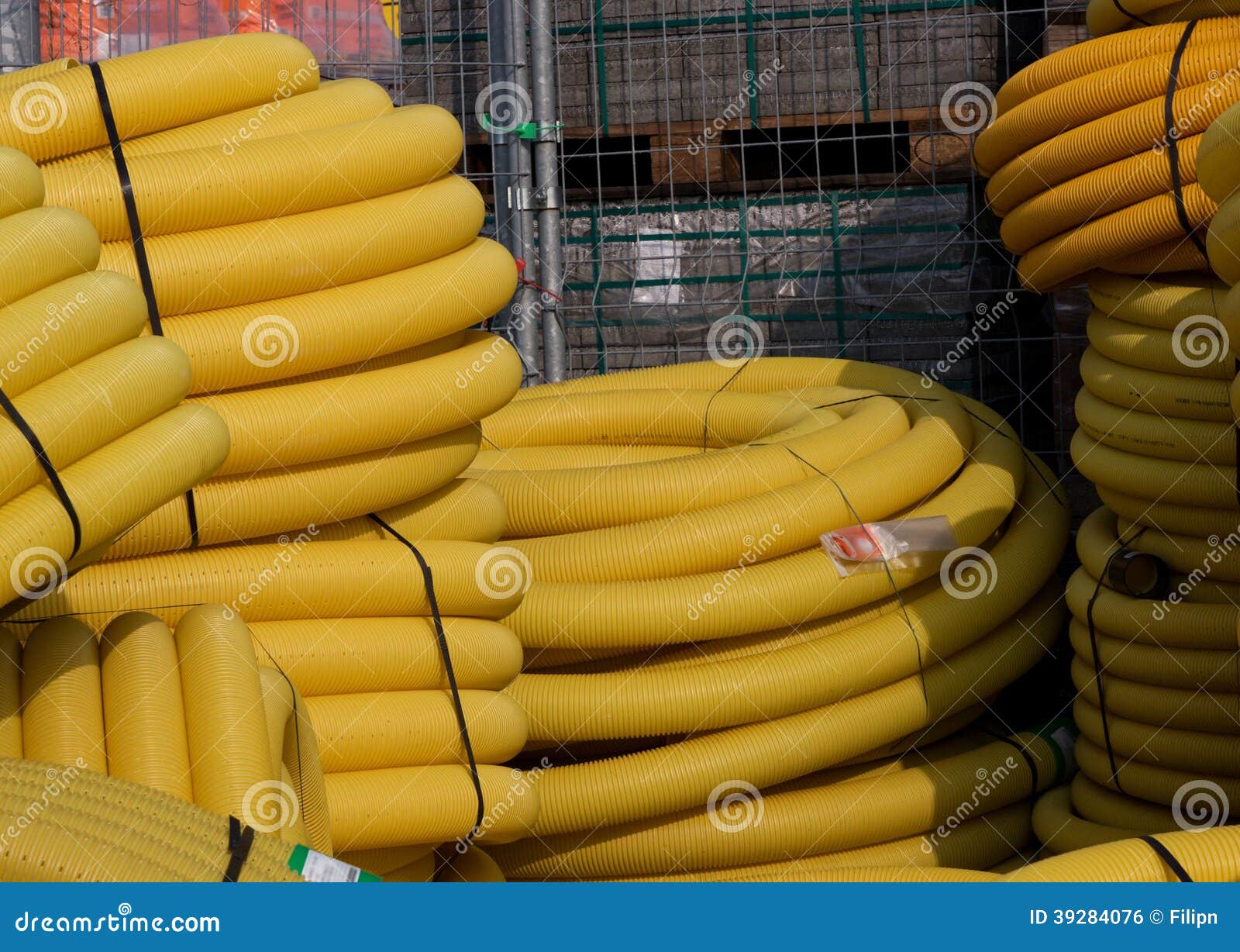 Yellow tubes stock photo. Image of soakaway, piping, pipeline - 39284076