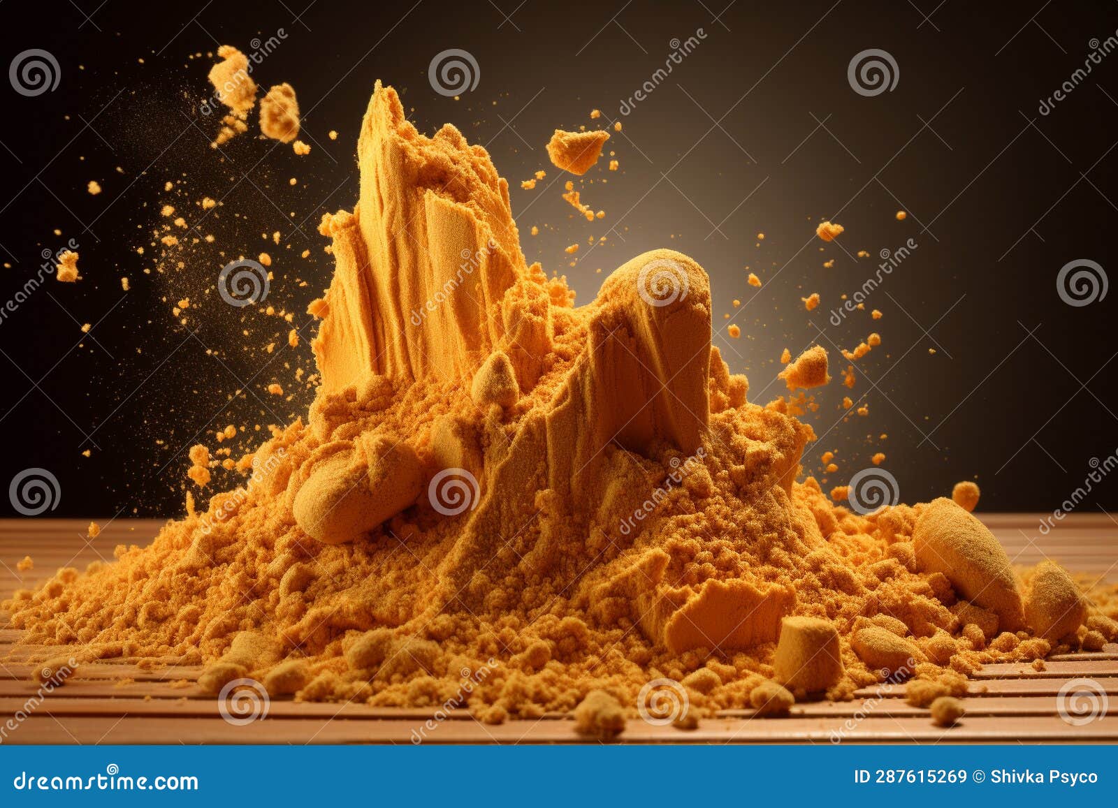 Yellow Turmeric Powder Explosion Generative AI Stock Illustration ...