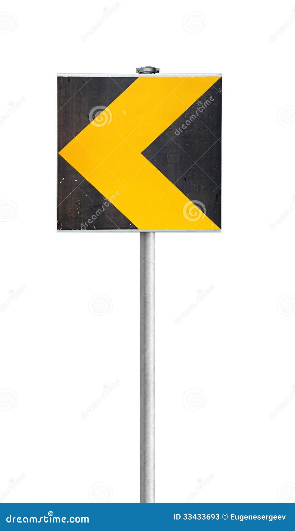 Yellow Turn Road Sign Isolated on White Stock Image - Image of outdoor ...