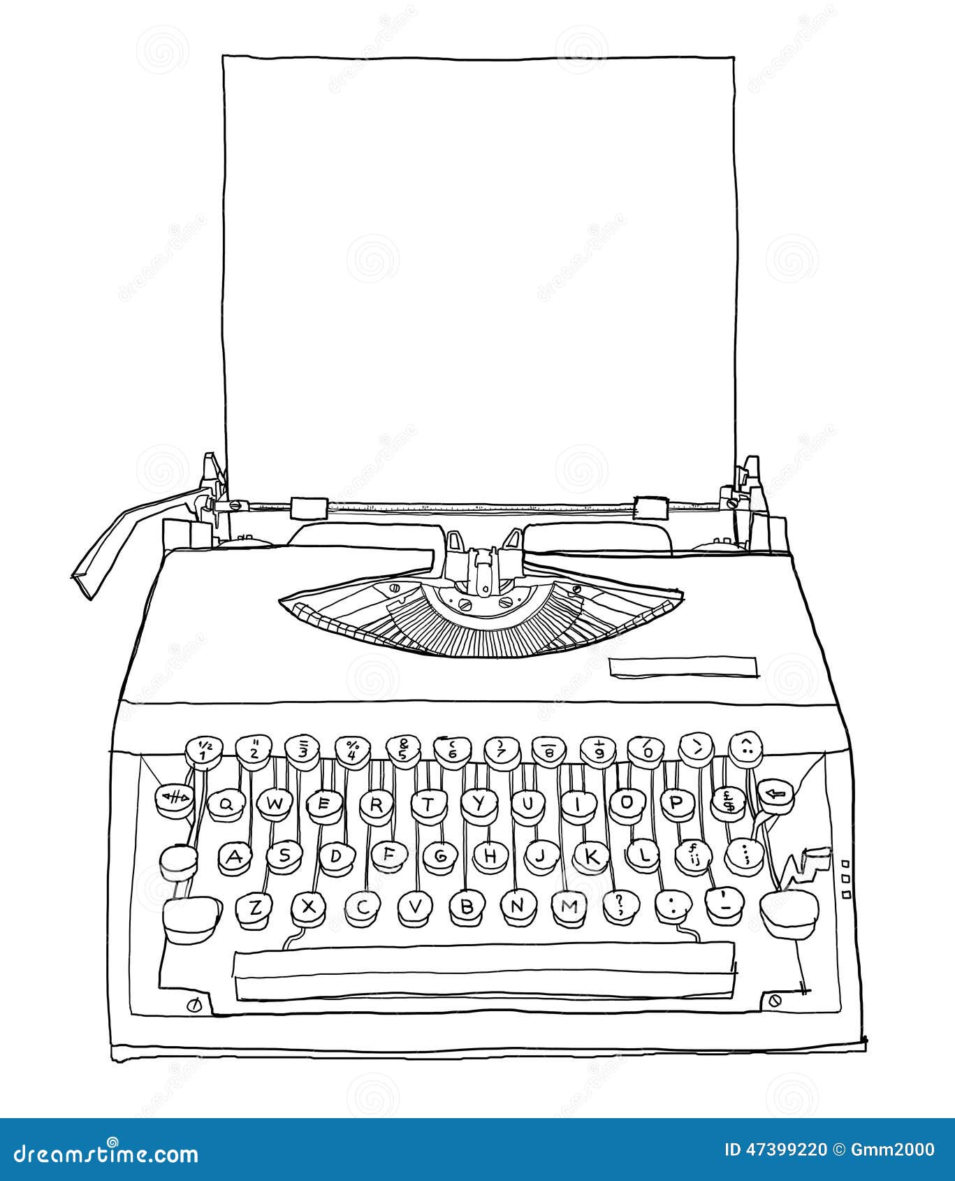 Yellow Typewriter Vintage with Paper Stock Illustration - Illustration ...