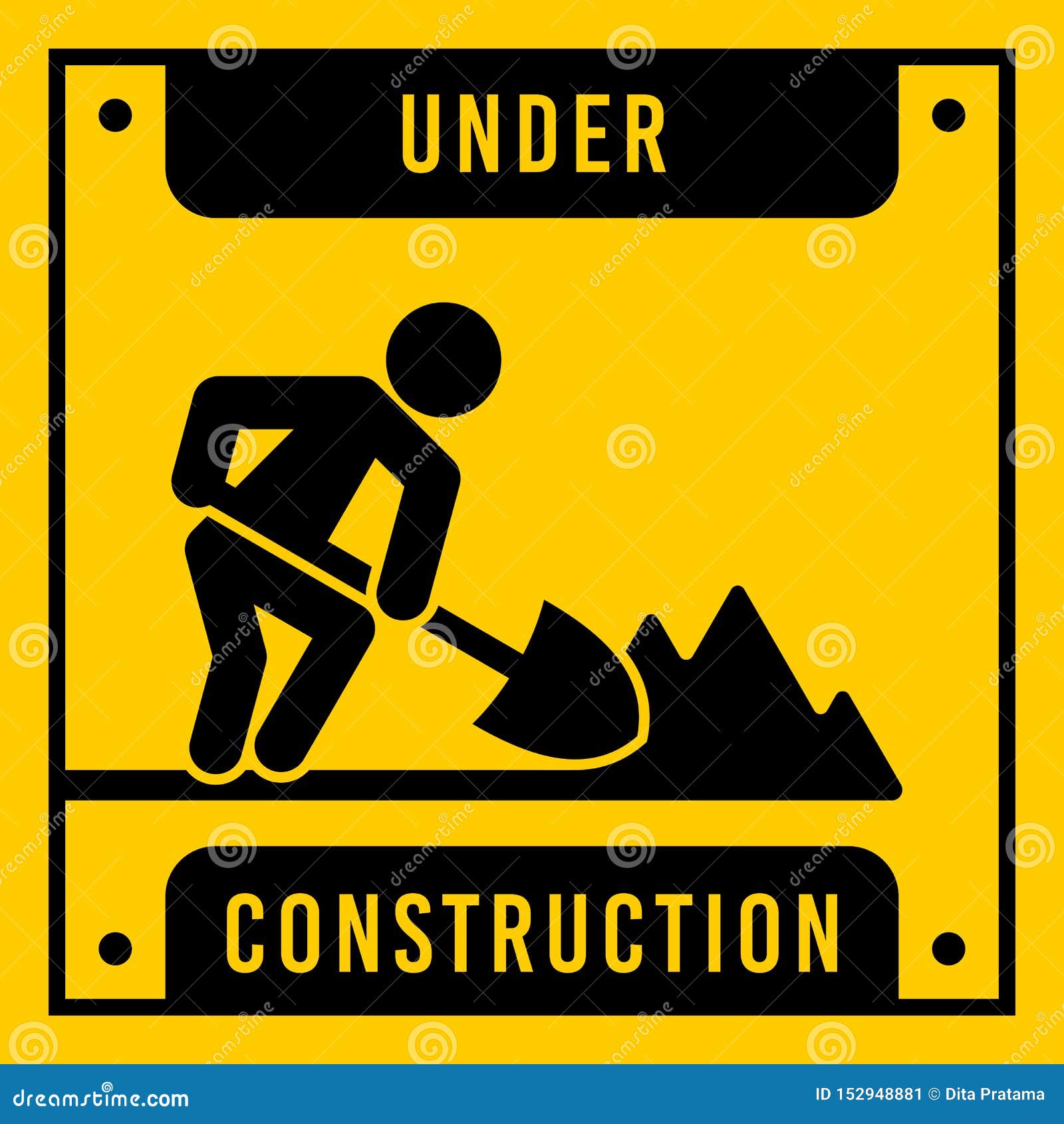 Yellow Under Construction, Vector Sign. Stock Illustration ...