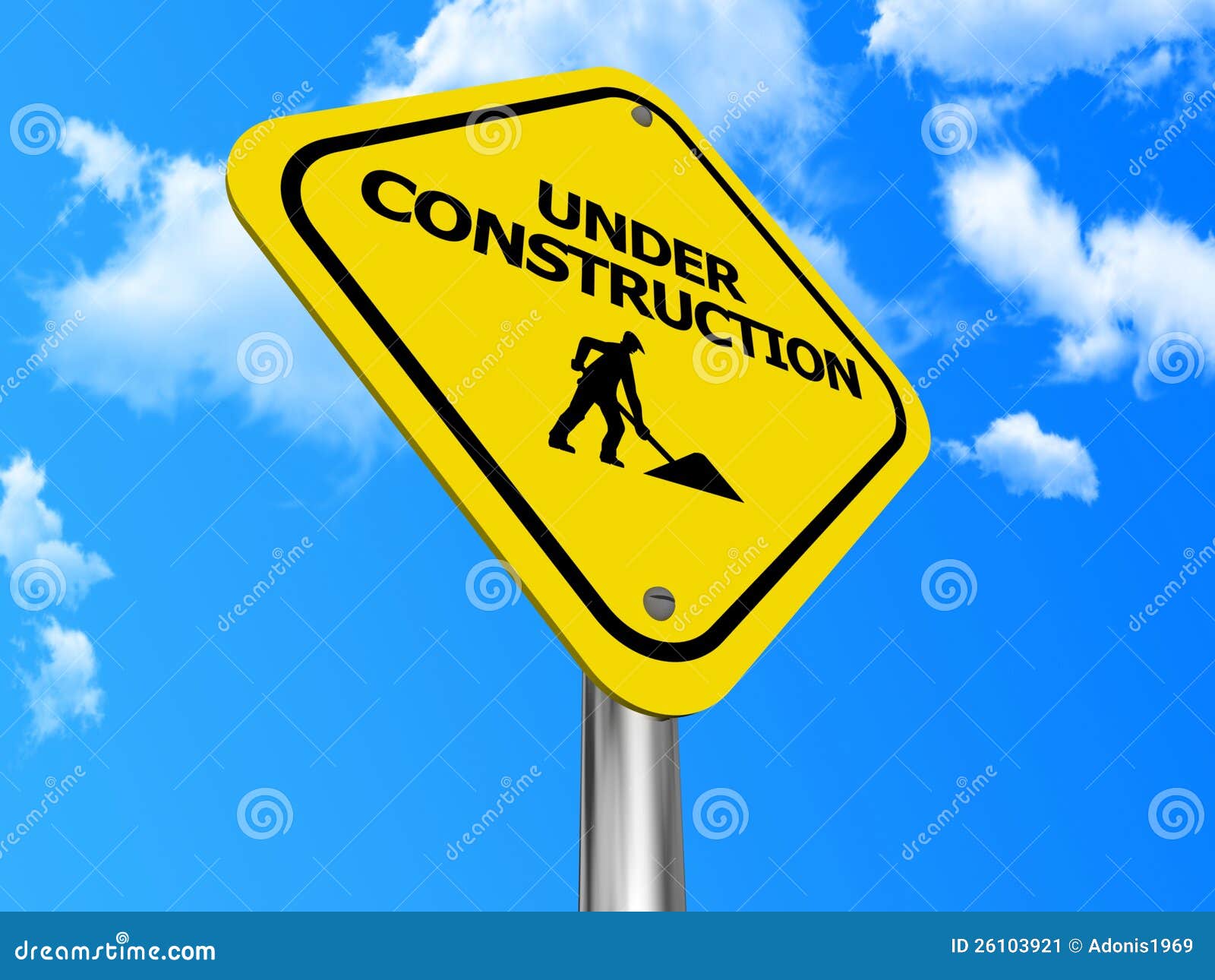 Yellow Under Construction Sign Stock Illustration - Illustration of ...
