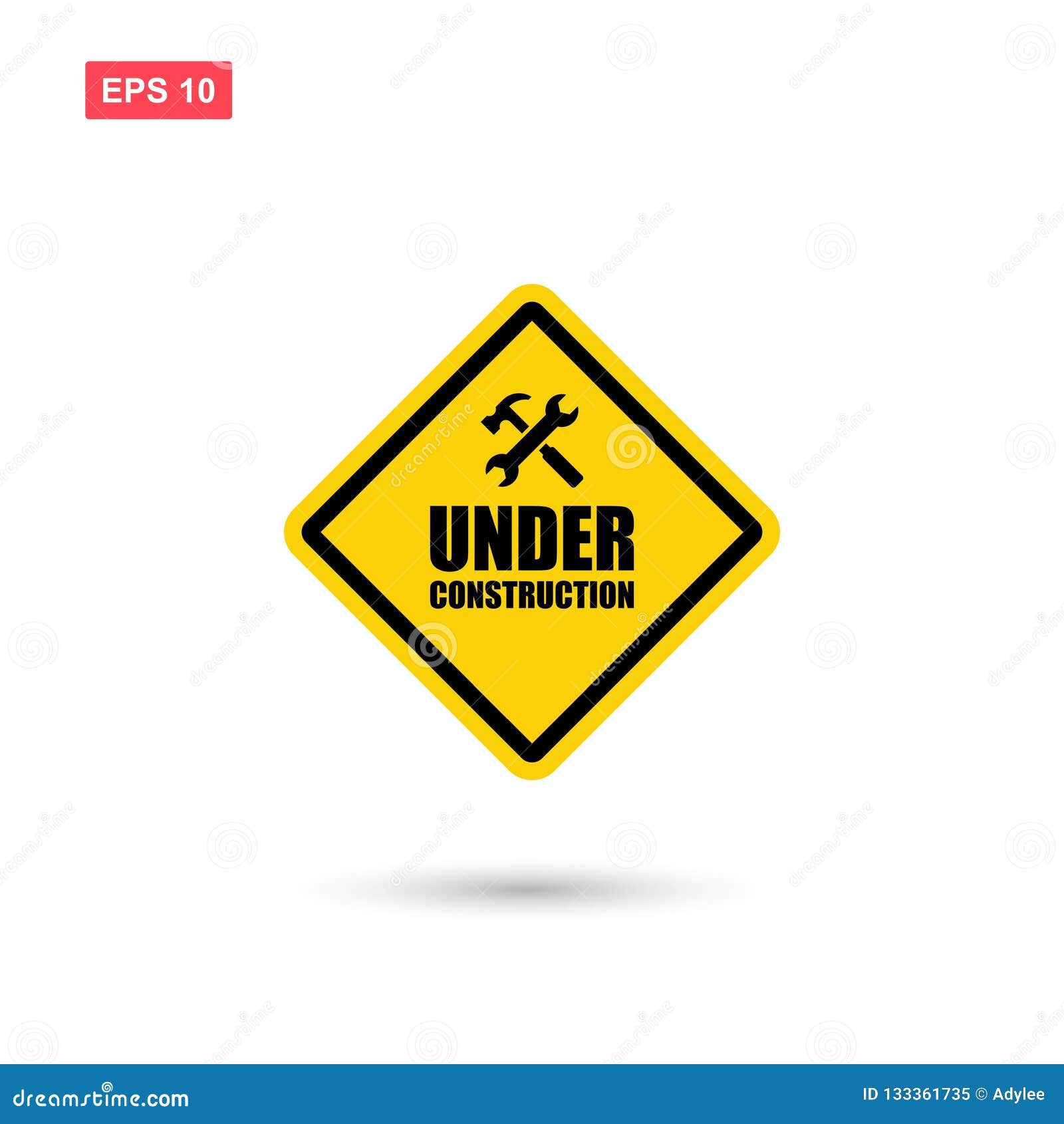 Yellow Under Construction Sign Vector Isolated Stock Vector ...