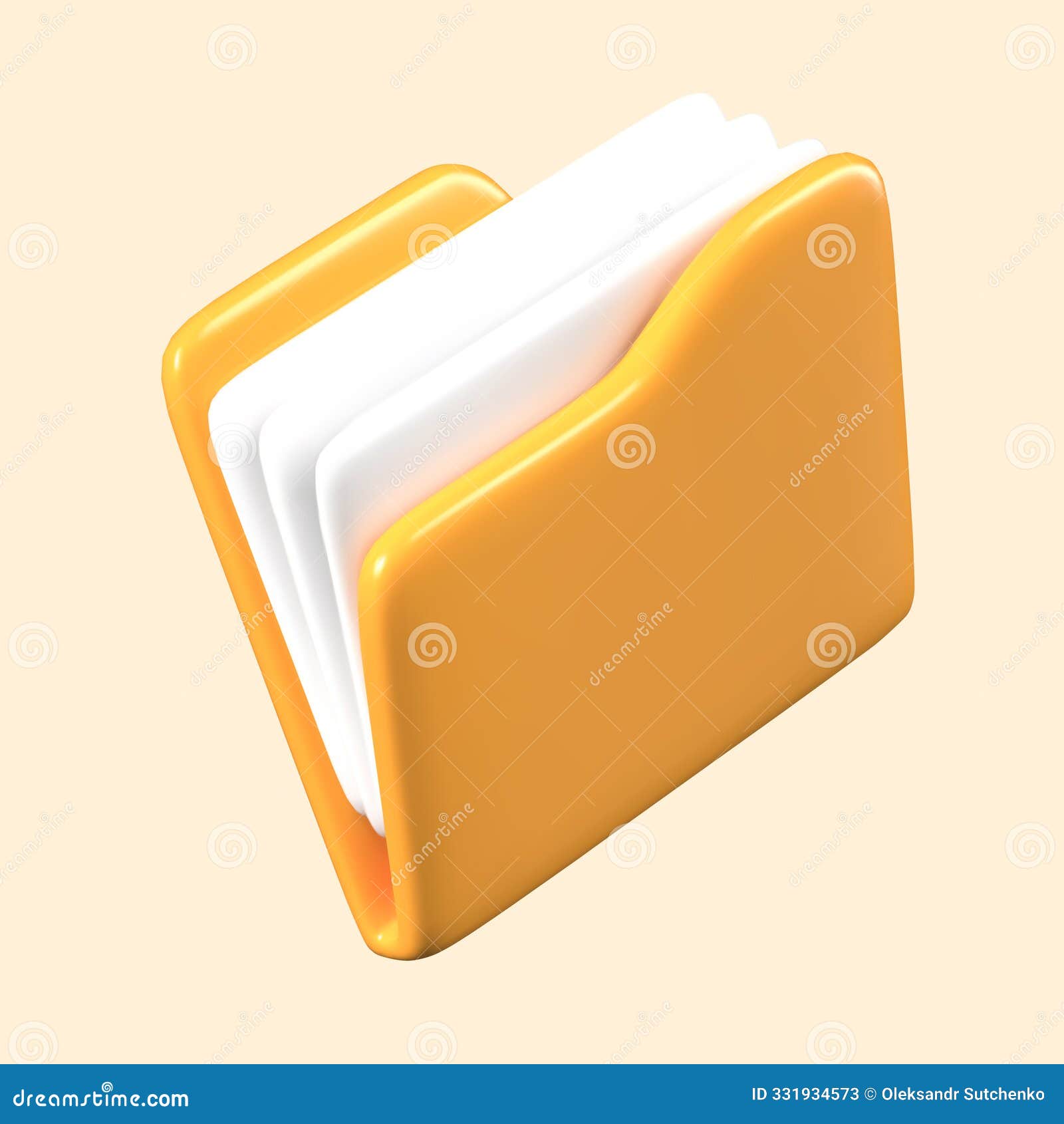 Yellow Unmarked Folder with Documents. Saving Files Stock Illustration ...