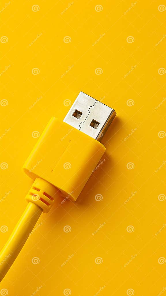 Yellow Usb Cable on Yellow Background, Minimalistic Studio Shot ...
