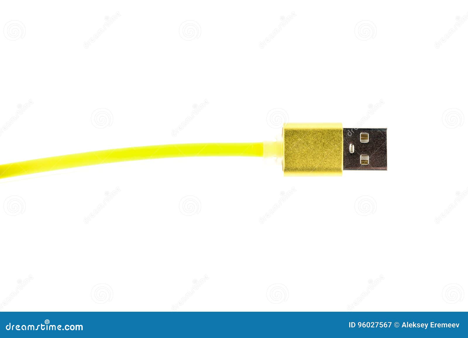 Yellow Usb Connector Cable on White Isolated Background. Horizontal ...