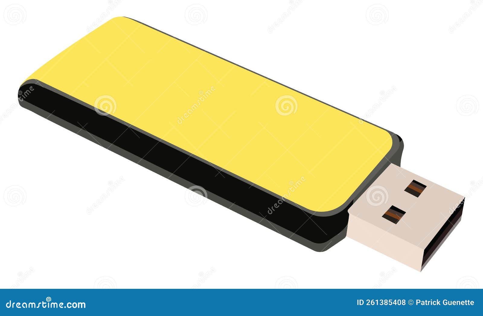 Yellow USB Drive, icon stock vector. Illustration of portable - 261385408
