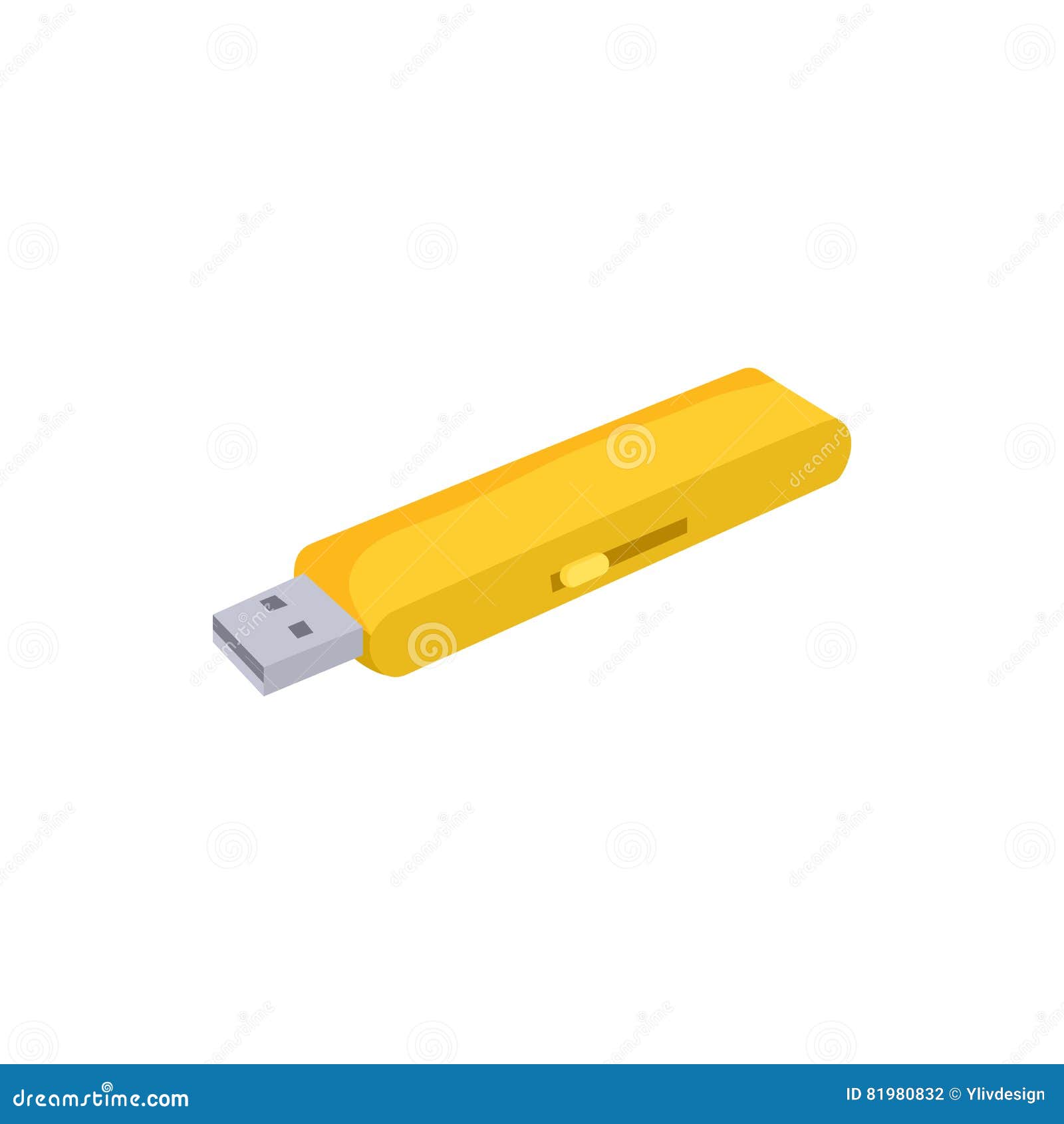Yellow USB Flash Drive Icon, Cartoon Style Stock Vector - Illustration ...