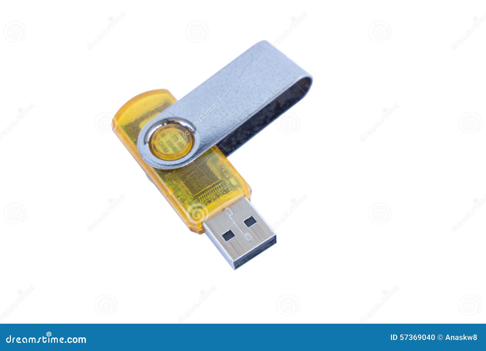 Yellow usb flash drive stock photo. Image of isolated - 57369040