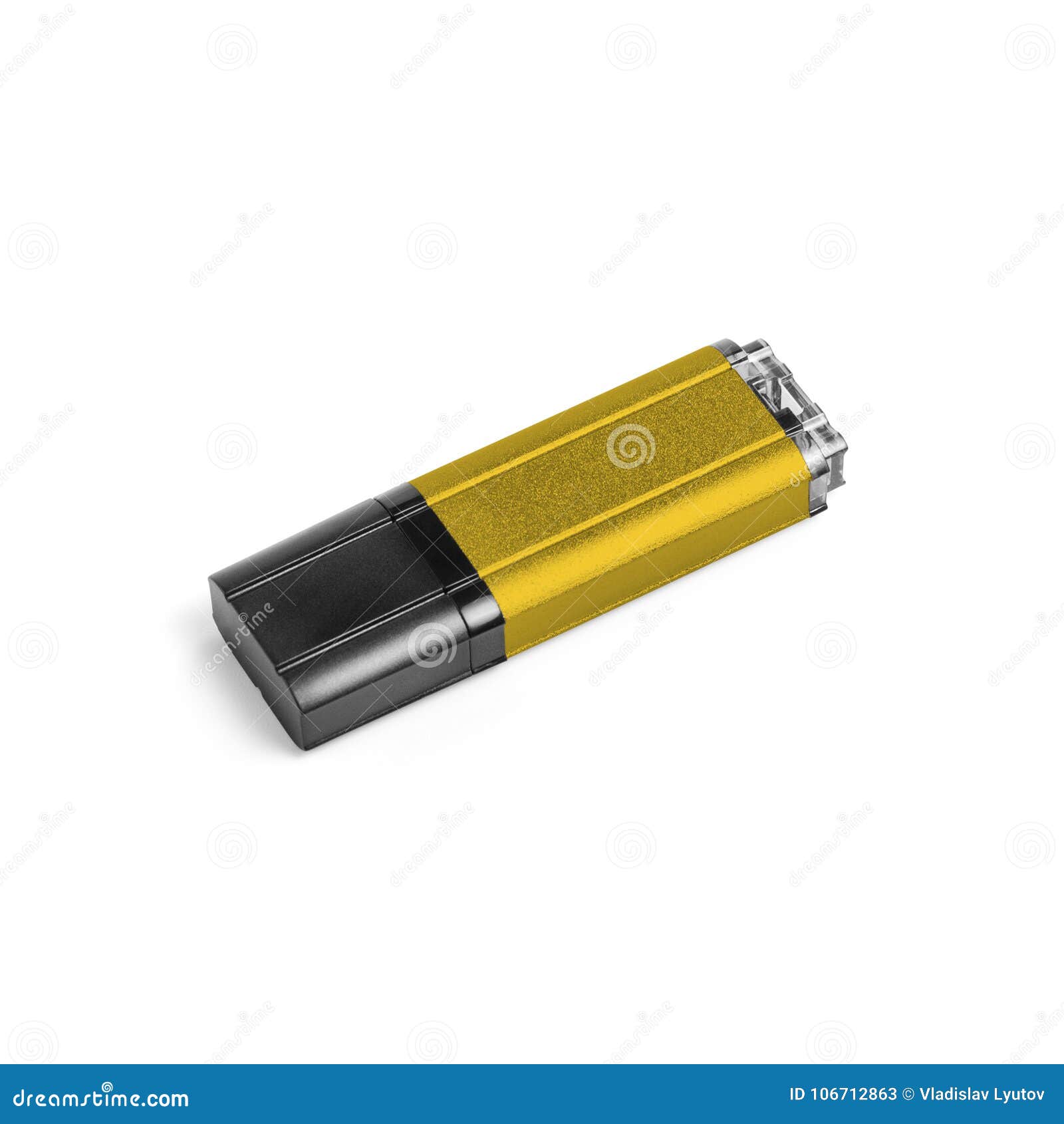 Yellow Usb Flash Drive on a White Background. Stock Image - Image of ...
