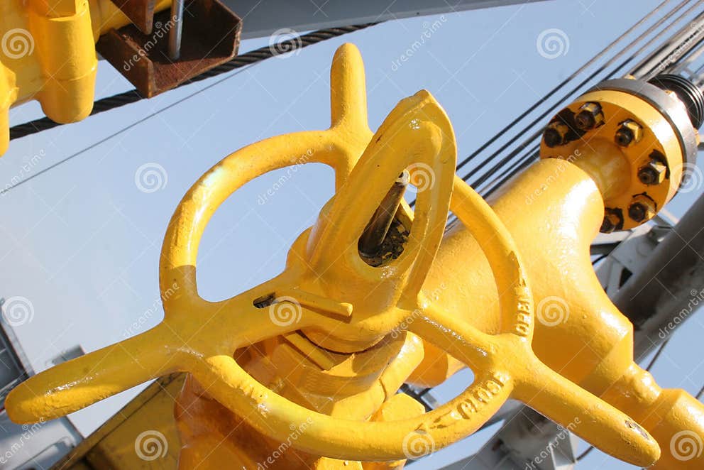 Yellow valve stock photo. Image of fabricator, pipe, faucet - 979072