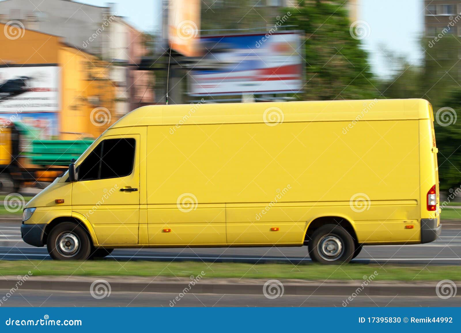 Yellow van stock photo. Image of street, panning, outside - 17395830