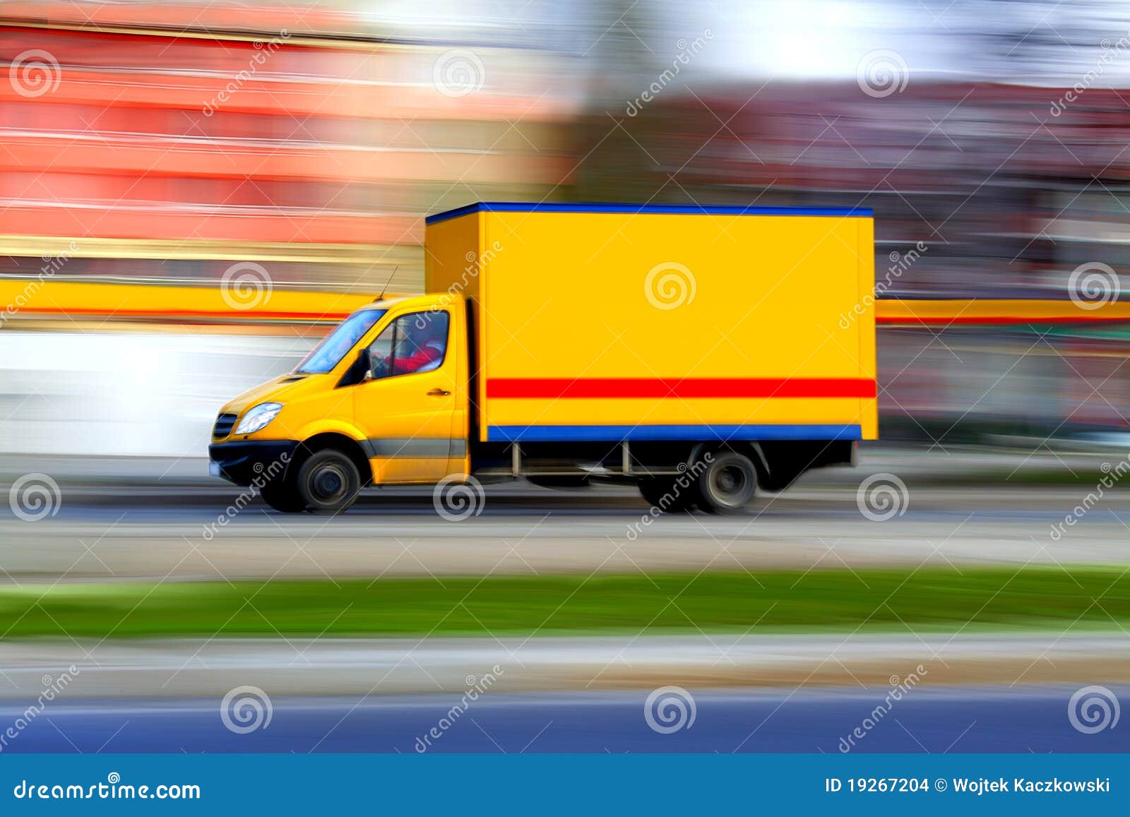 Yellow van stock photo. Image of grass, motion, business - 19267204