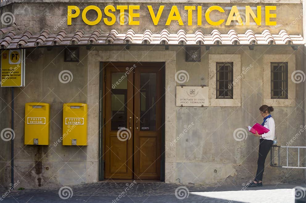 Yellow Vatican post box editorial image. Image of organization - 94347340