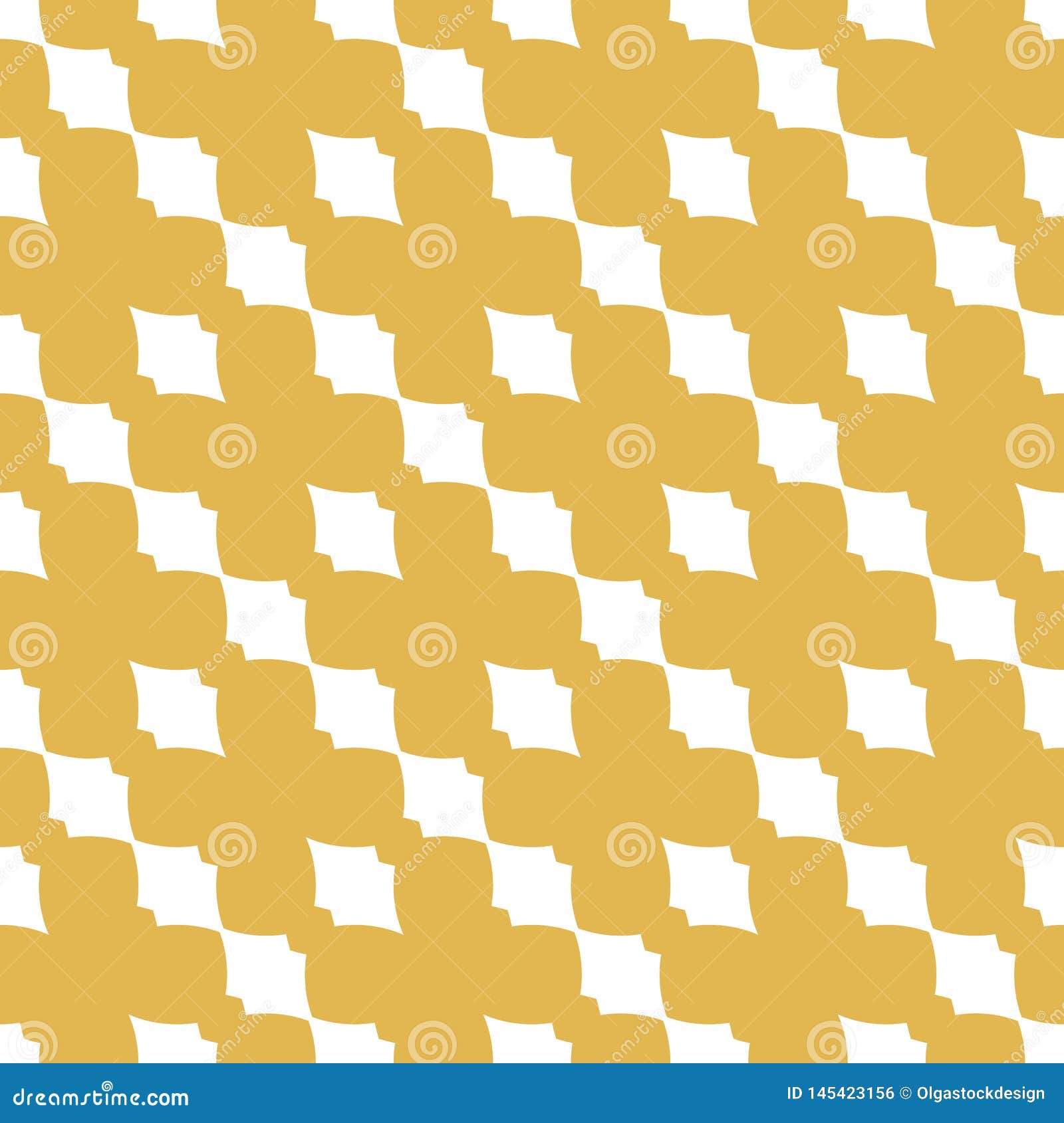 Yellow Vector Geometric Seamless Pattern with Curved Shapes in Diagonal ...