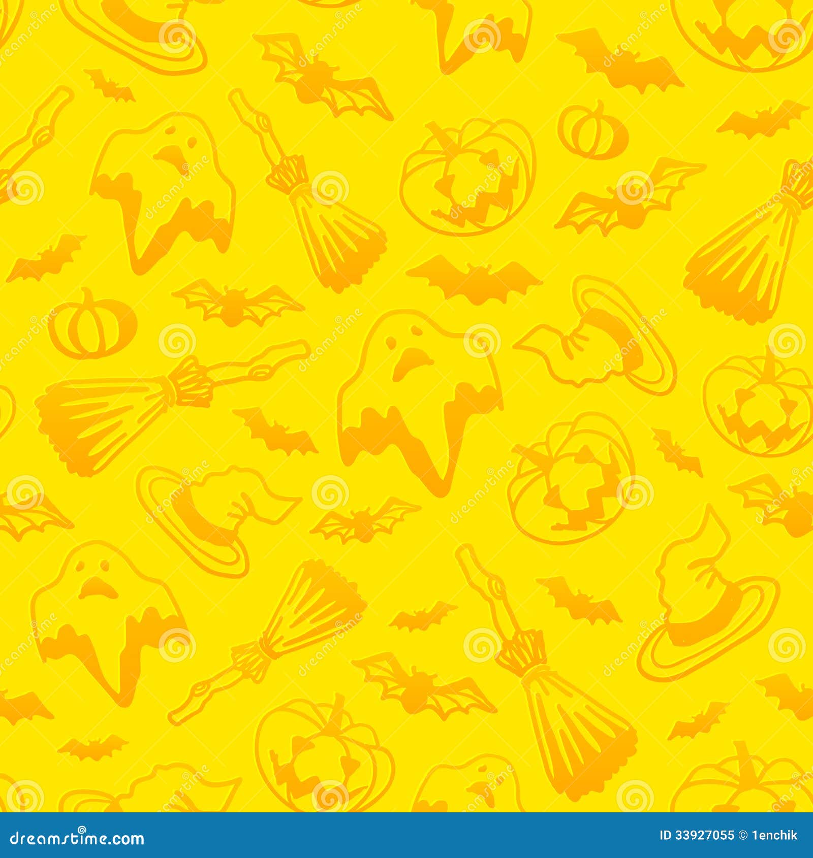 Yellow Vector Halloween Seamless Pattern Stock Vector - Illustration of ...