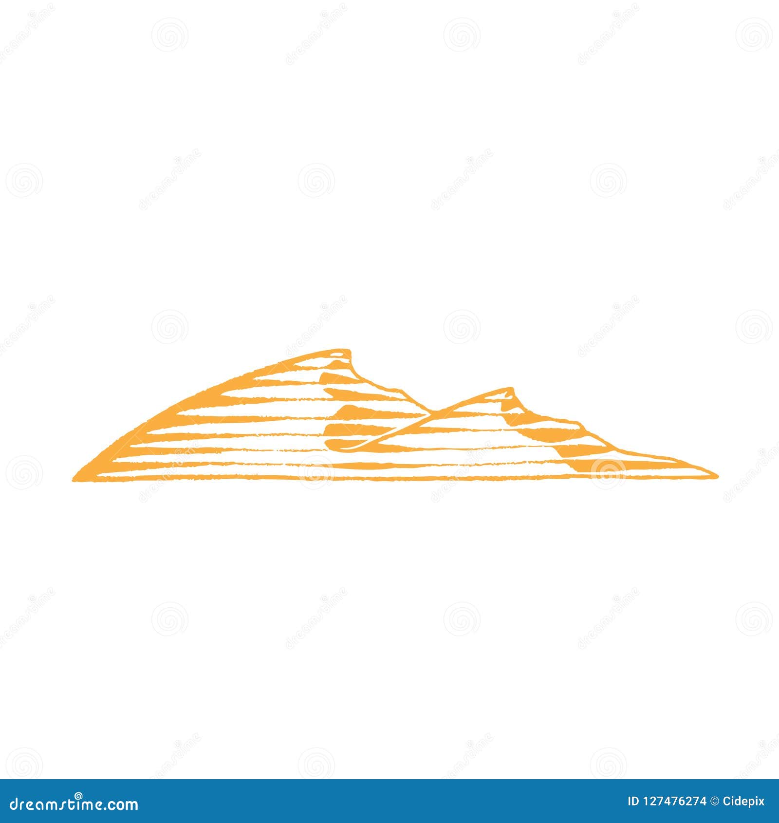 Yellow Vectorized Ink Sketch of Sand Dunes Illustration Stock Vector ...