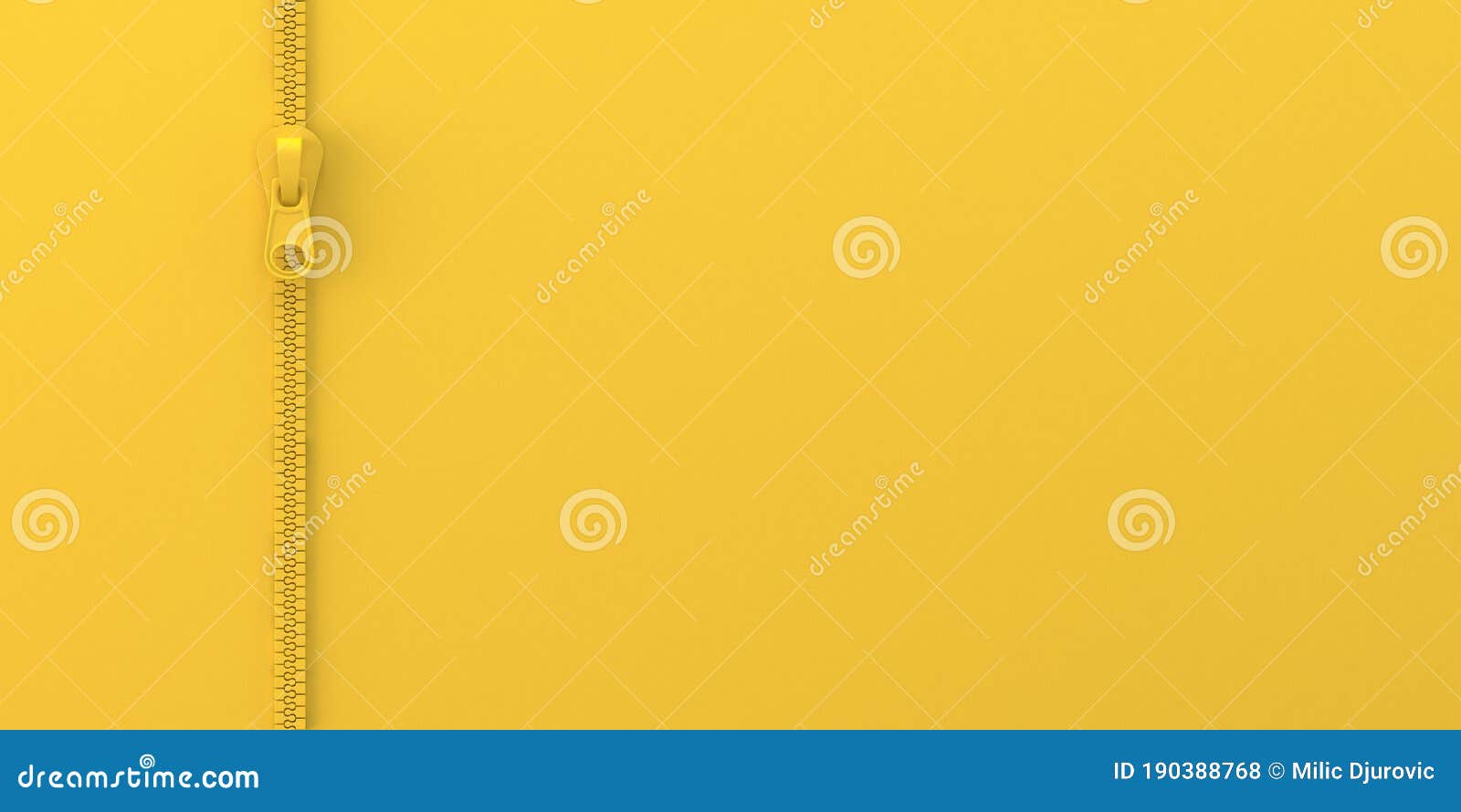 Yellow vertical zipper 3D stock illustration. Illustration of empty ...