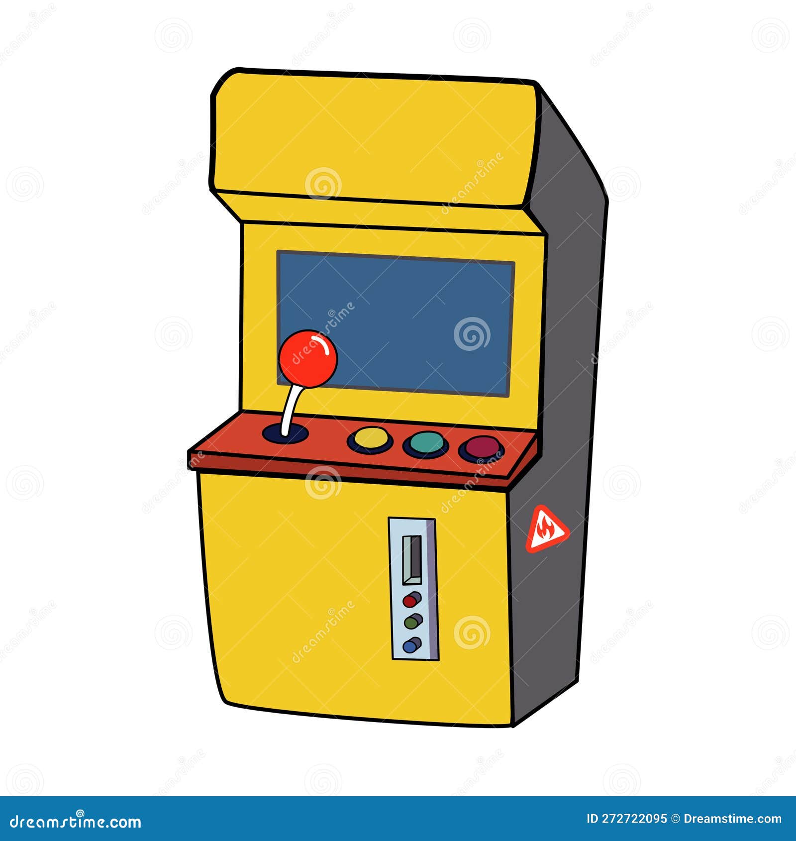 Yellow Vintage Arcade Game Machine Cabinet with Colorful Controllers ...