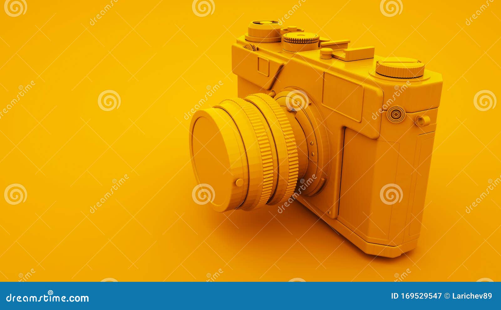 Yellow Vintage Camera. Minimal Idea Concept, 3d Illustration Stock ...