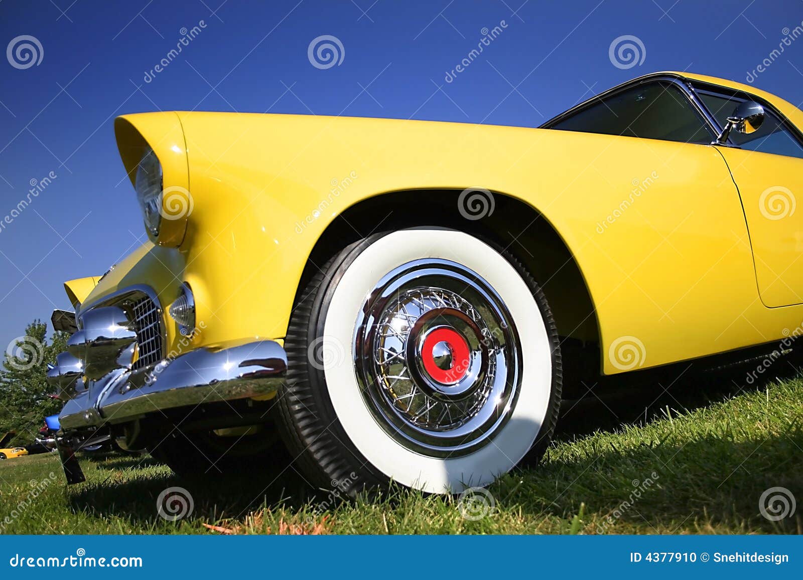 Yellow Vintage Car stock photo. Image of vintage, blue - 4377910