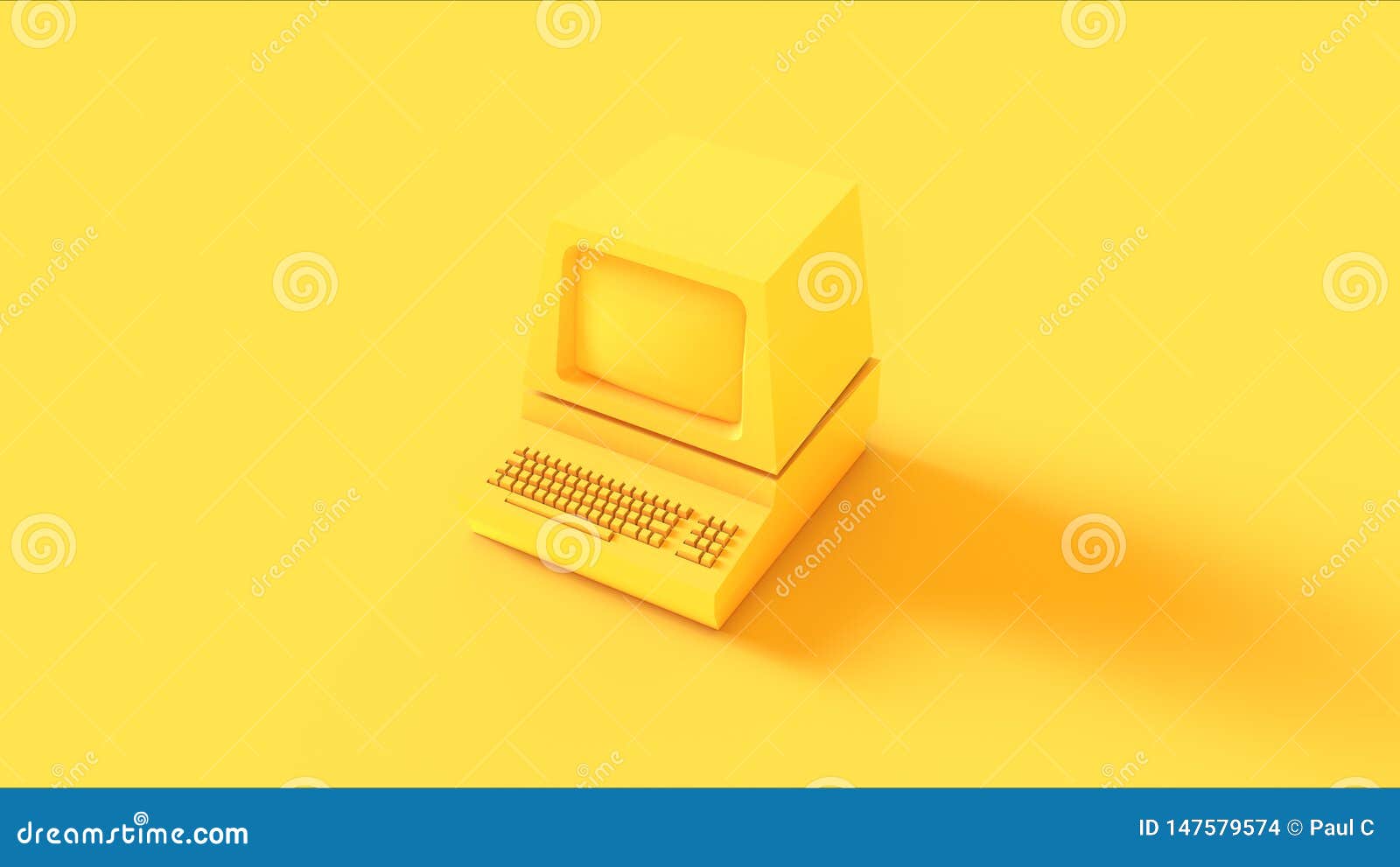 Yellow Vintage Computer stock illustration. Illustration of device ...