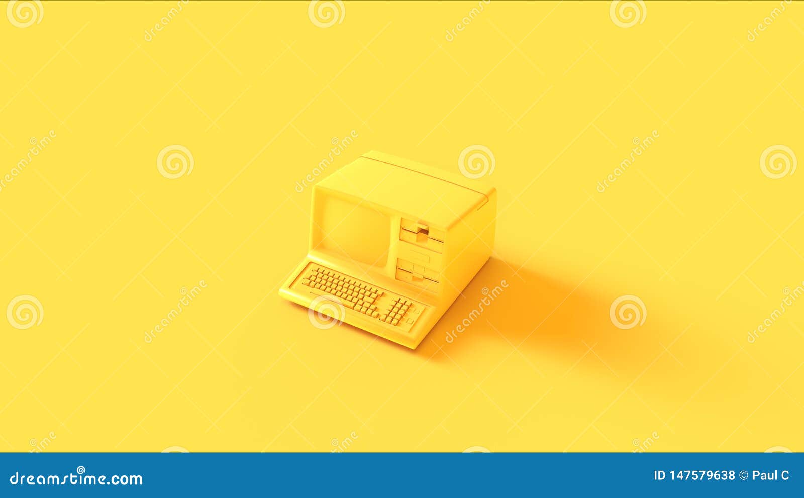 Yellow Vintage Computer stock illustration. Illustration of isolated ...