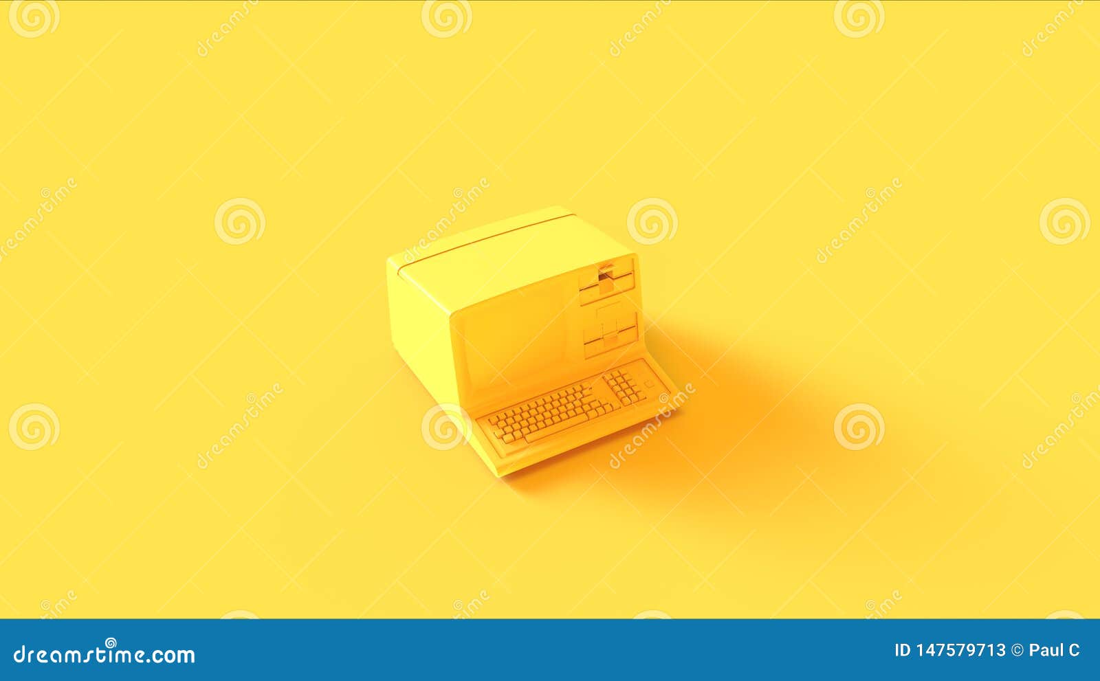 Yellow Vintage Computer stock illustration. Illustration of keyboard ...