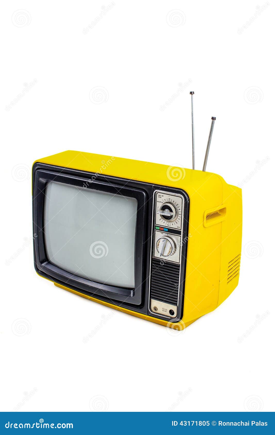 Yellow Vintage Style Old Television Stock Image - Image of yellow, news ...