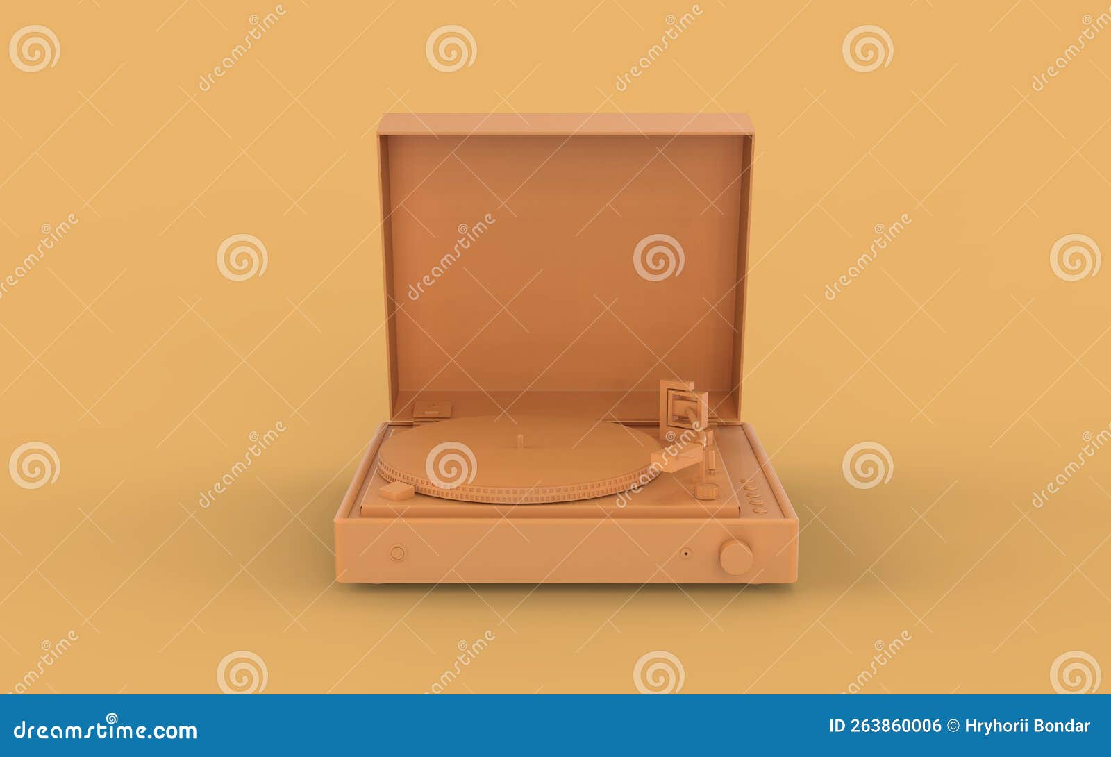 Yellow Vintage Turntable 3d Front View Stock Illustration ...
