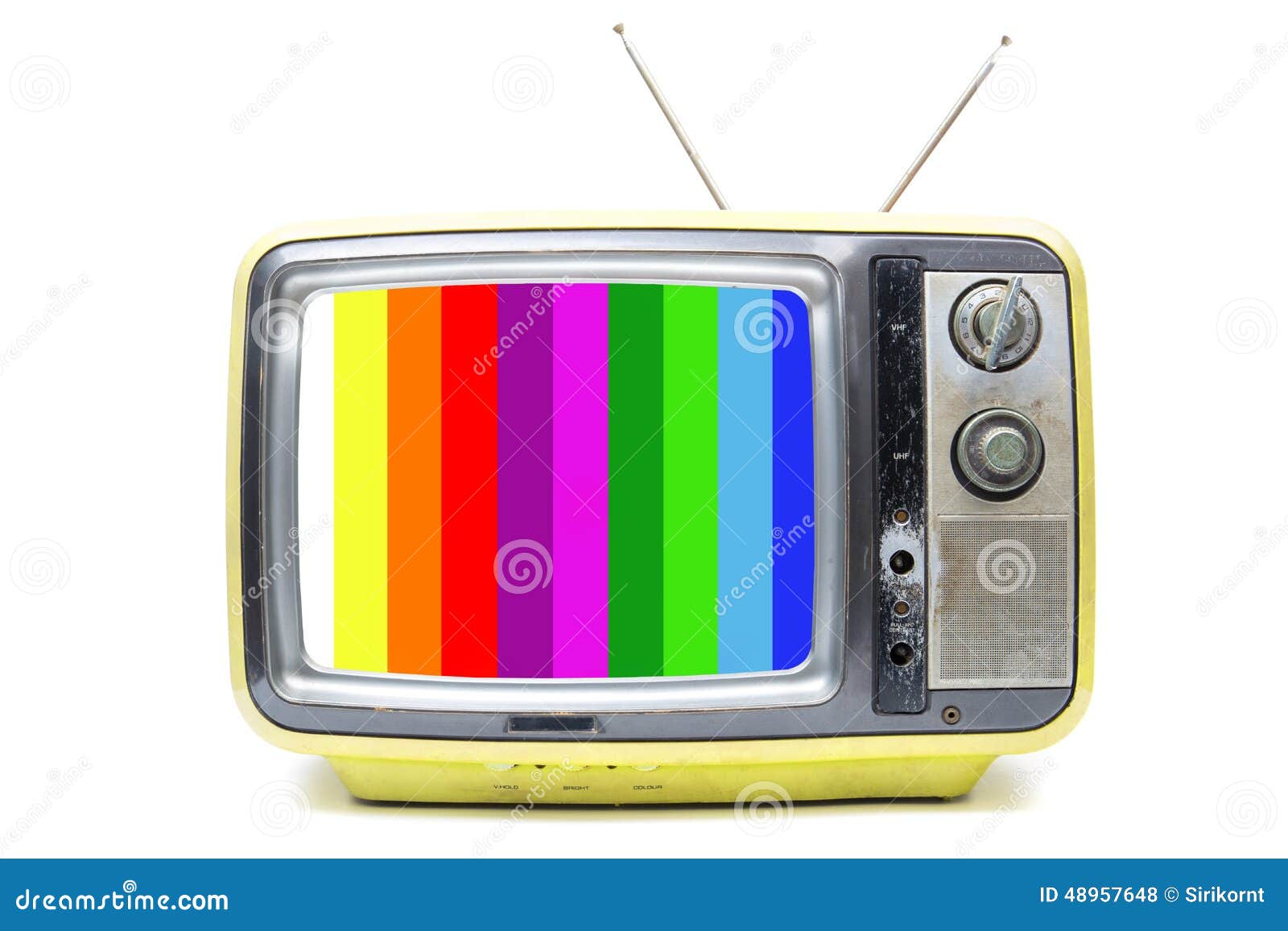 Yellow Vintage TV on White Background Stock Photo - Image of retro ...