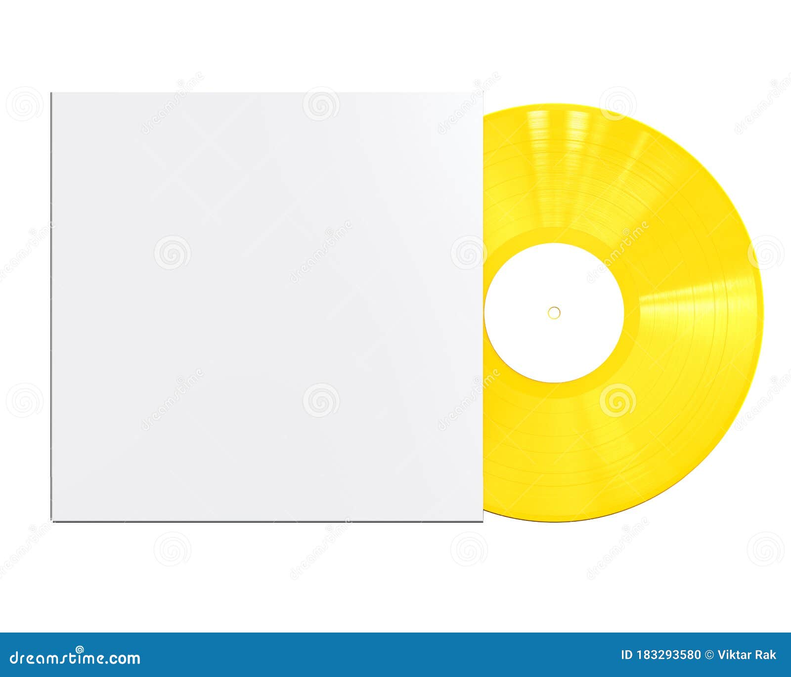 Yellow Vinyl Disc Record with White Cover Sleeve and Label Isolated on ...