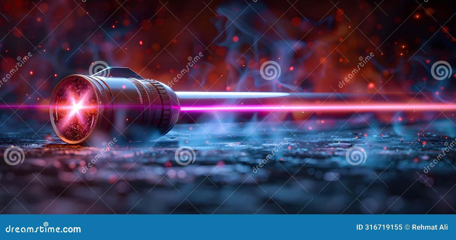 Yellow and Violet Beams of Bright Laser Light Shining on Black ...