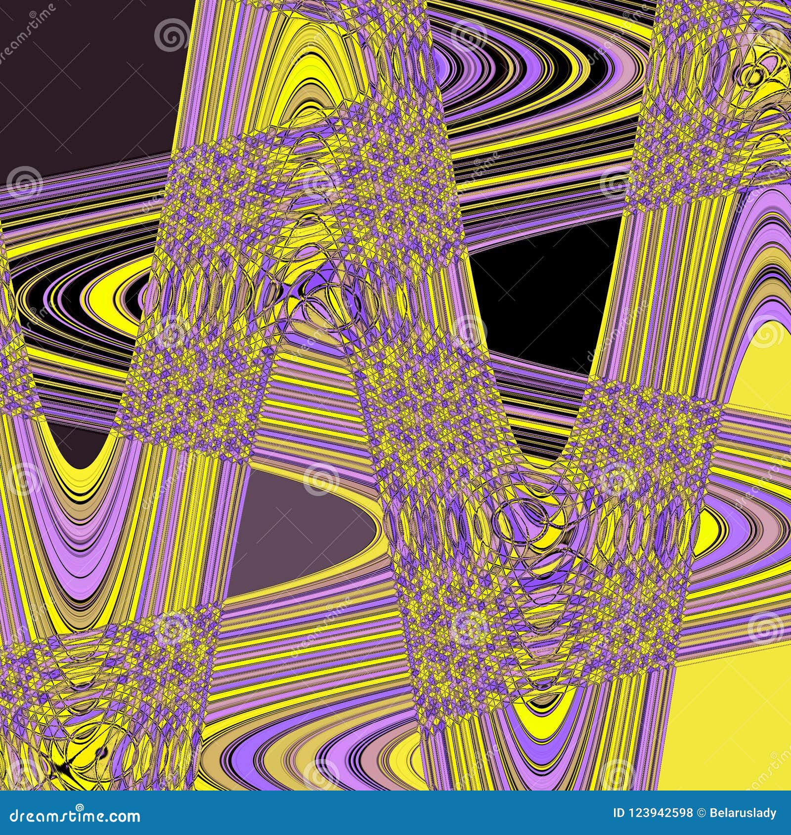 Yellow, Violet and Black Abstract Graffiti Pattern Stock Illustration ...